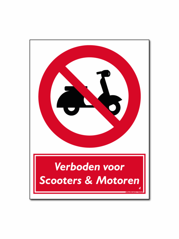 Verboden voor Scooters & Motoren - Bord / Sticker - OnlineSafetyShop.com